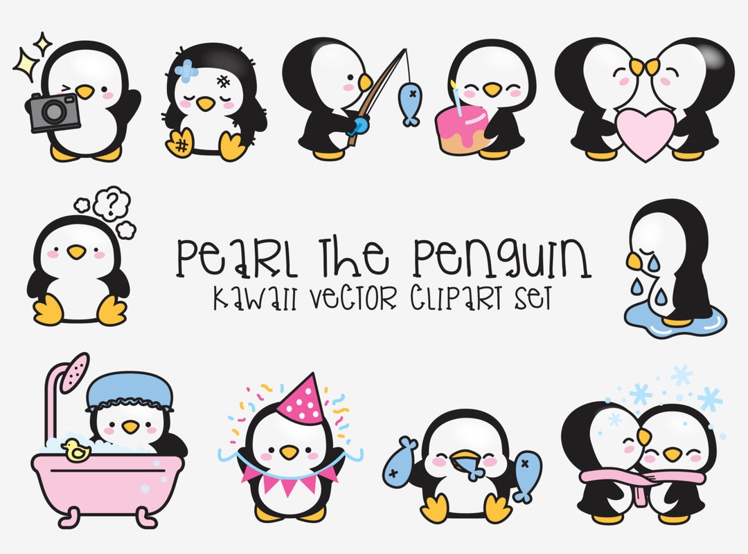 Premium Vector Clipart Kawaii Pearl the Penguin Cute Pengun Clipart ...