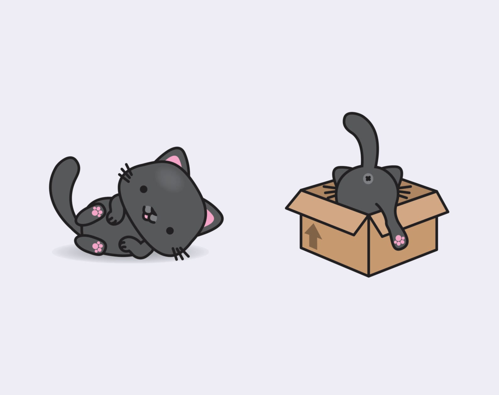 Premium Vector Clipart Kawaii Black Cats Cute Black Cats Etsy