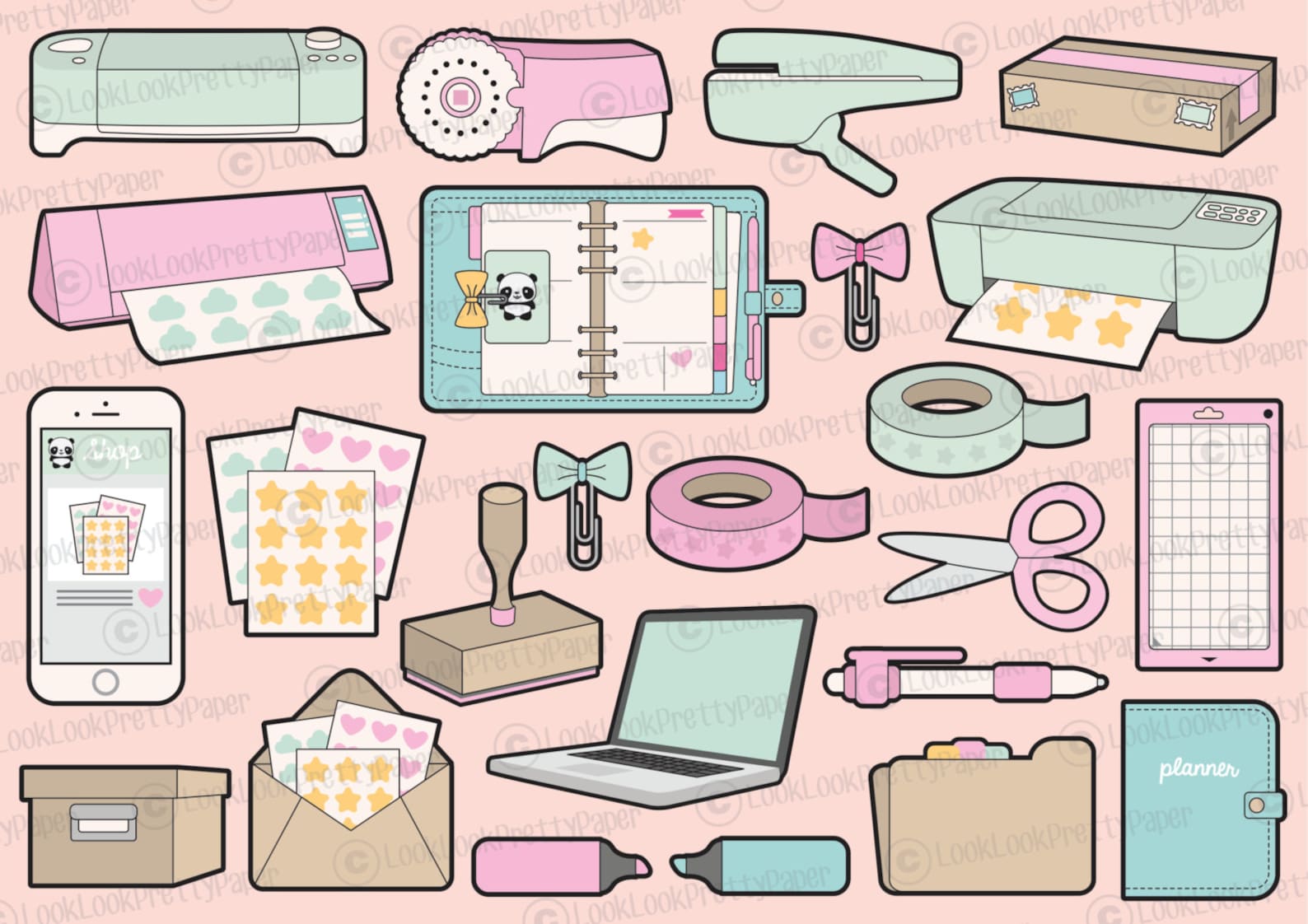 Premium Vector Clipart Kawaii Planning Clipart Cute - Etsy Australia