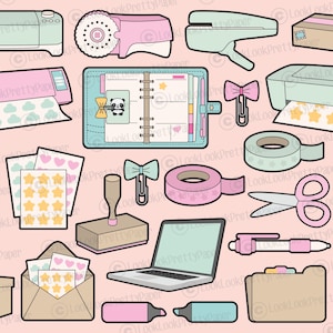 Premium Vector Clipart - Kawaii Planning Clipart - Cute Planner Clip ...