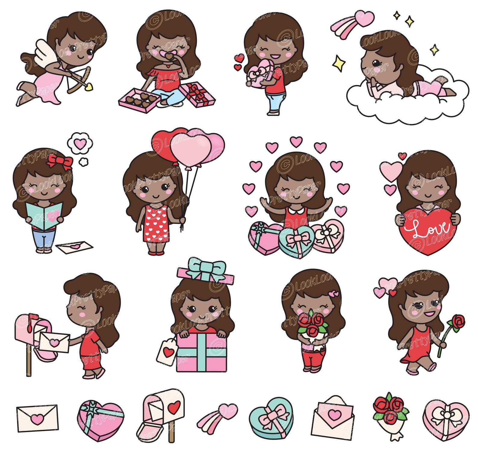 Premium Vector Clipart Kawaii Valentines Day Cute Me | Etsy