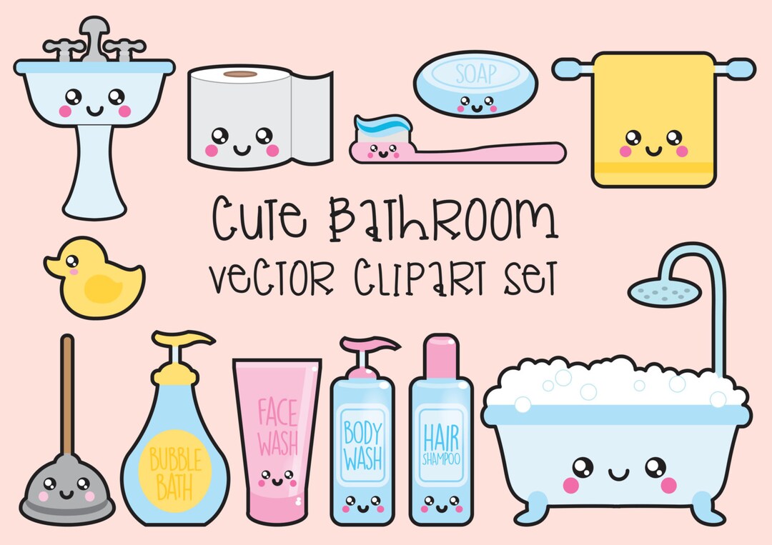 Premium Vector Clipart Kawaii Bathroom Clipart Kawaii Bathroom Clip Art ...