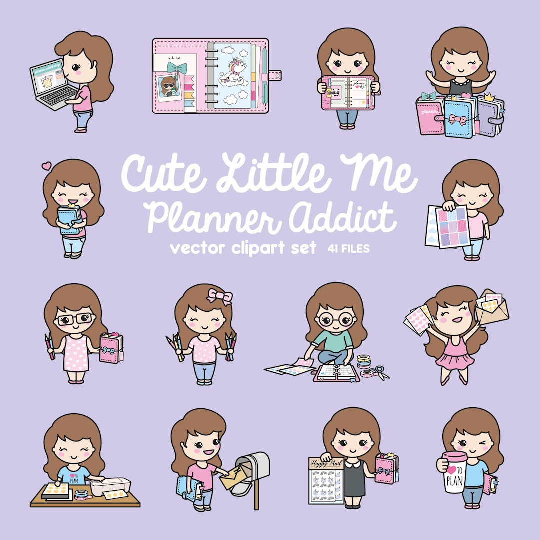 Premium Vector Clipart - Kawaii Me - Cute Me Planner Addict Clipart ...