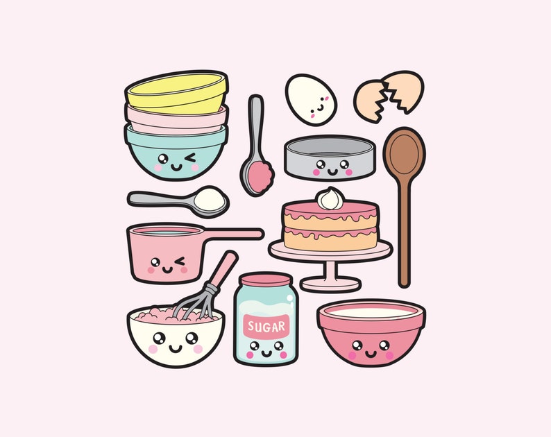 Premium Vector Clipart Kawaii Baking Clipart Kawaii Baking - Etsy Canada