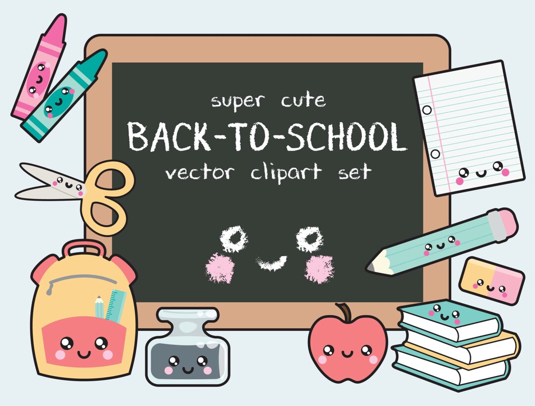Premium Vector Clipart Kawaii Back to School Clipart Kawaii Clip Art ...