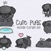 Premium Vector Clipart Kawaii Pugs Cute Black Pugs Clipart | Etsy