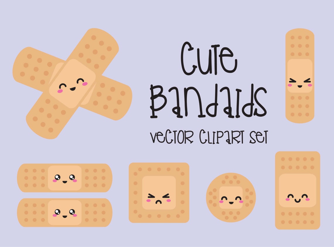 Premium Vector Clipart Kawaii Bandaids Cute Bandaids - Etsy