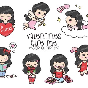 Premium Vector Clipart Kawaii Valentines Day Cute Me - Etsy