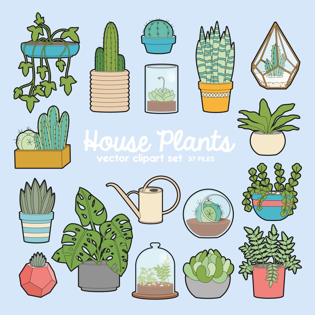 Premium Vector Clipart - House Plants Clipart - Kawaii Plants Clip Art ...