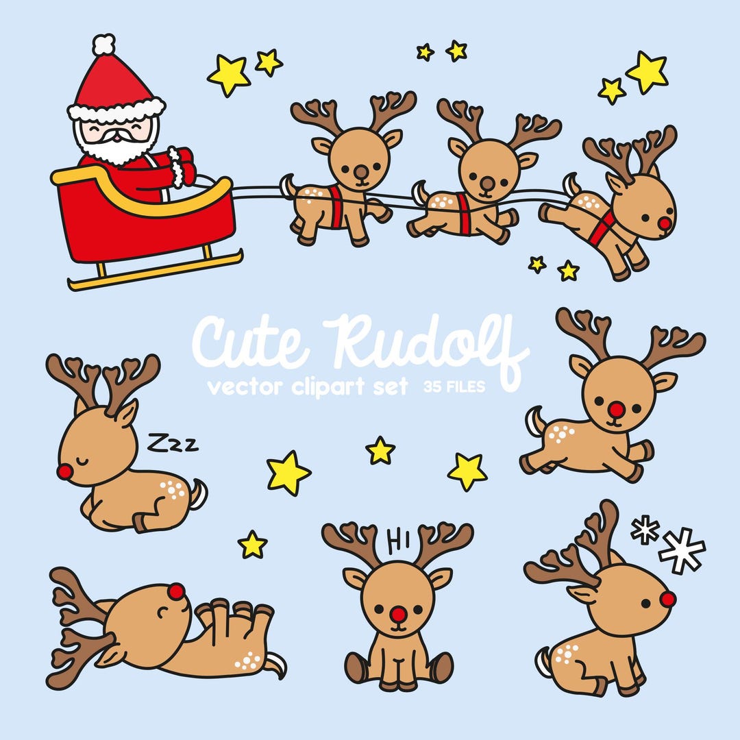 Cute Rudolph The Red Nosed Reindeer Clipart
