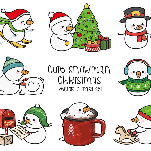 Snowmen Clipart - Etsy