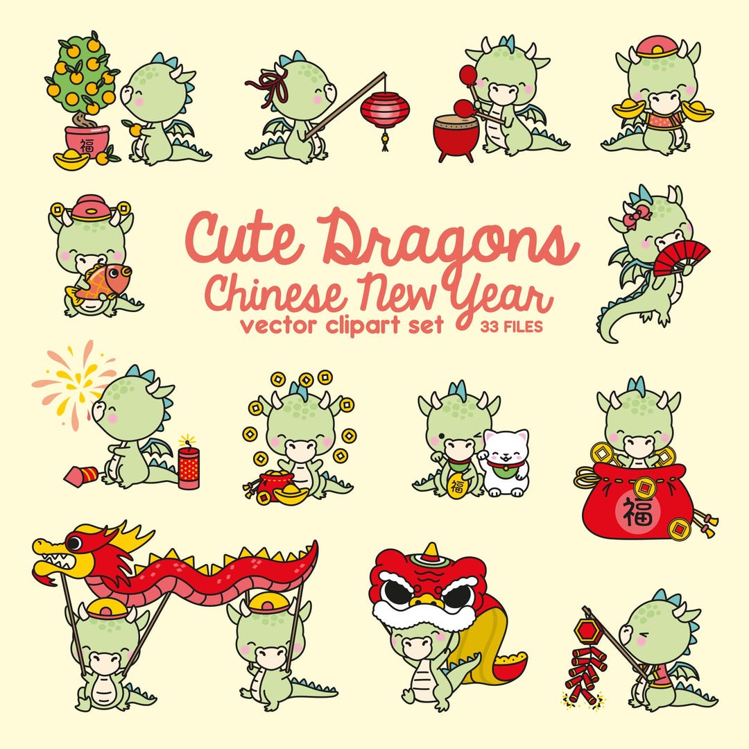 Premium Vector Clipart - Kawaii Chinese New Year - Cute Year of the ...