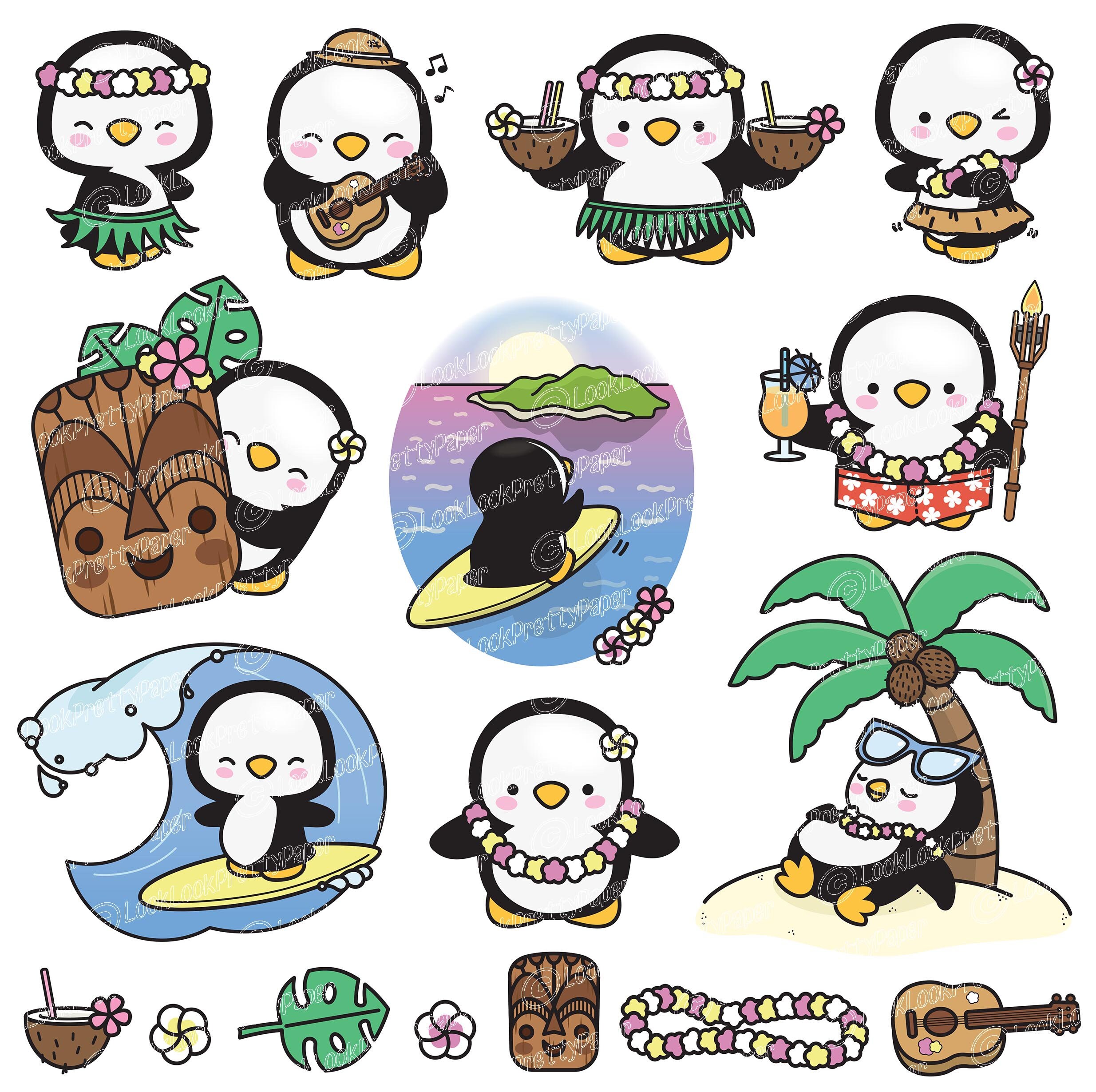 Premium Vector Clipart Kawaii Penguin Cute Penguin in - Etsy Australia