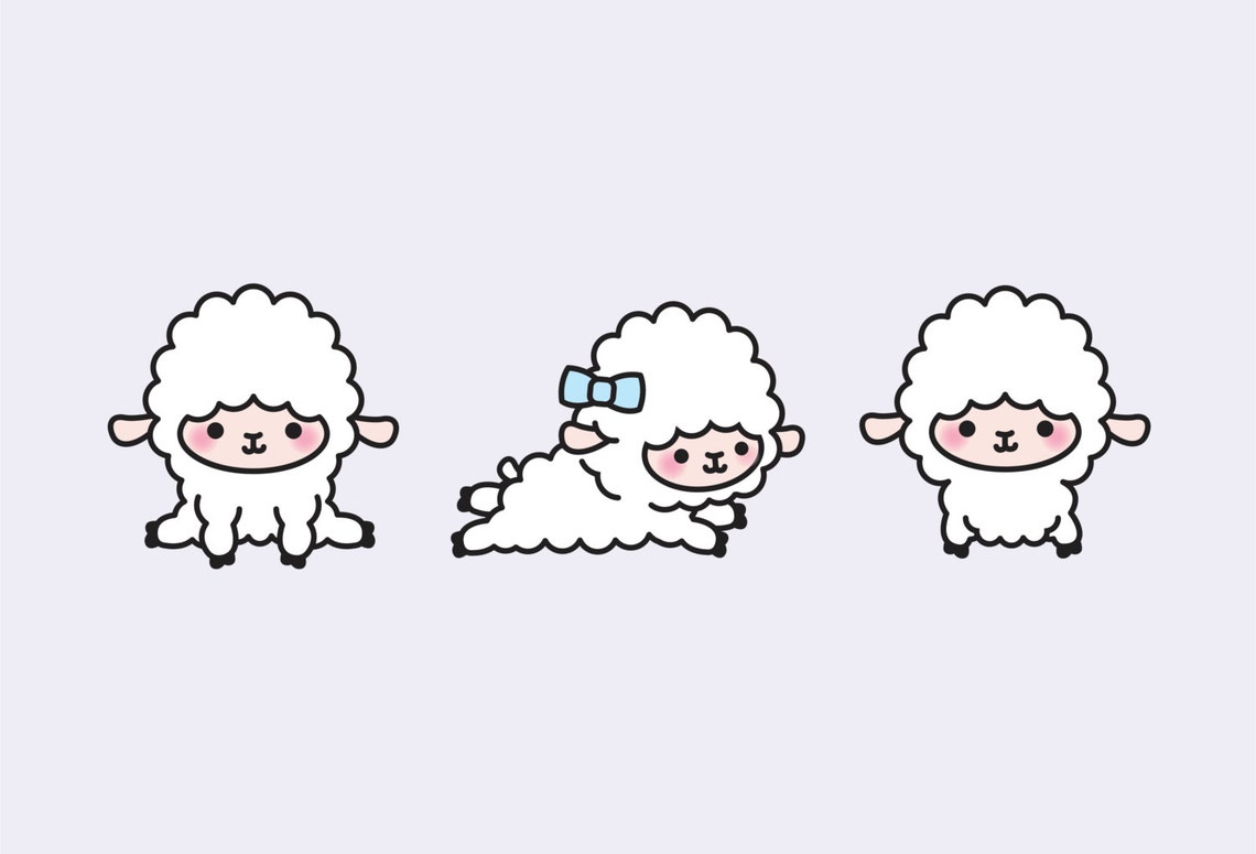 Premium Vector Clipart Kawaii Lambs Cute Lamb Clipart Set - Etsy