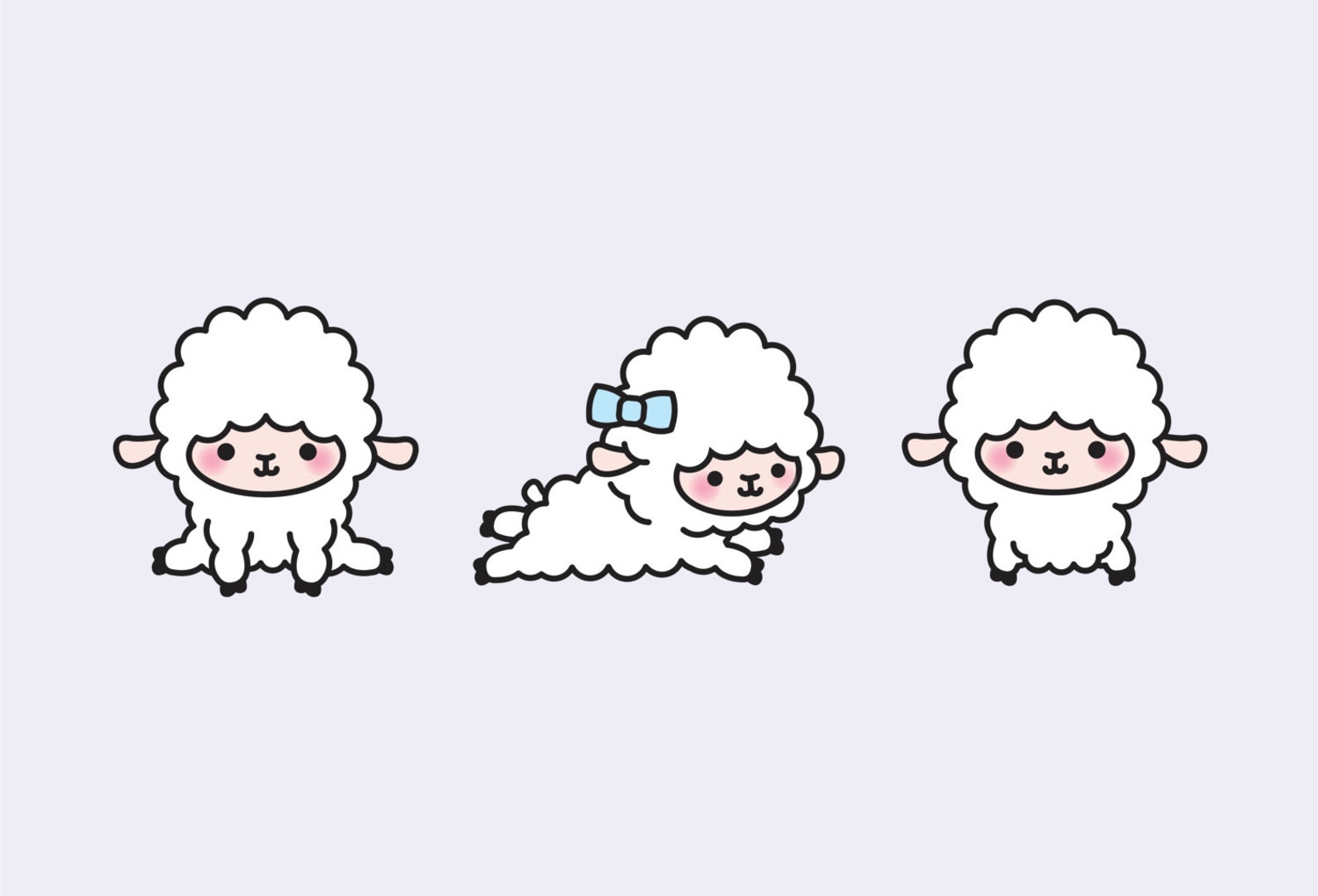 Premium Vector Clipart Kawaii Lambs Cute Lamb Clipart Set | Etsy