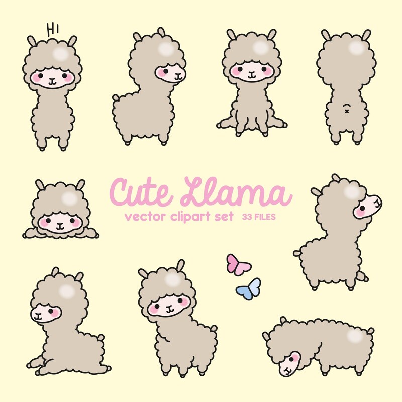 Cute Llama Clipart - Etsy
