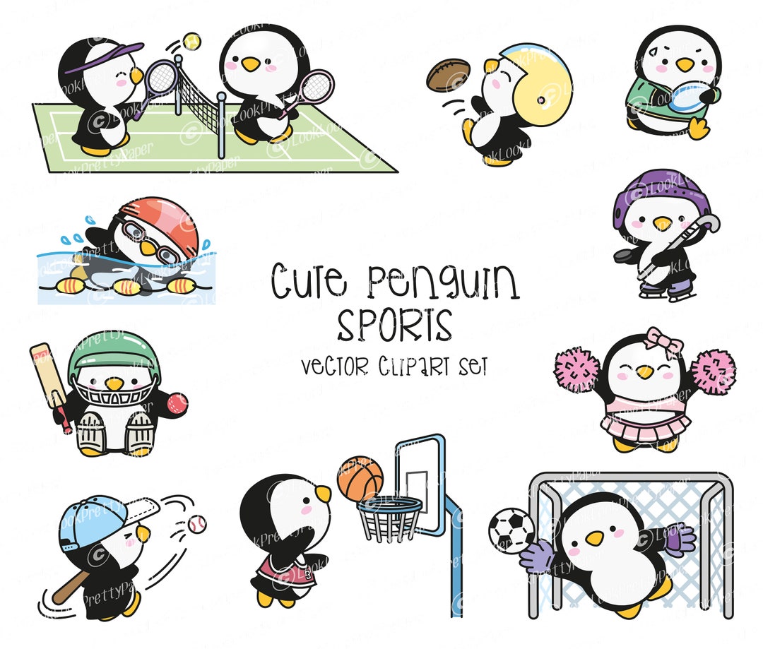 Premium Vector Clipart Kawaii Sport Penguin Cute Penguin Sporty Clipart ...