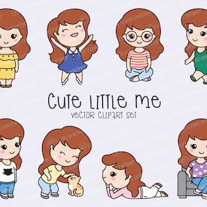 Premium Vector Clipart Cute Me Kawaii Girls Cute Girls - Etsy