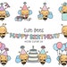 Premium Vector Clipart Kawaii Birthday Bees Cute Birthday Bees Clipart ...