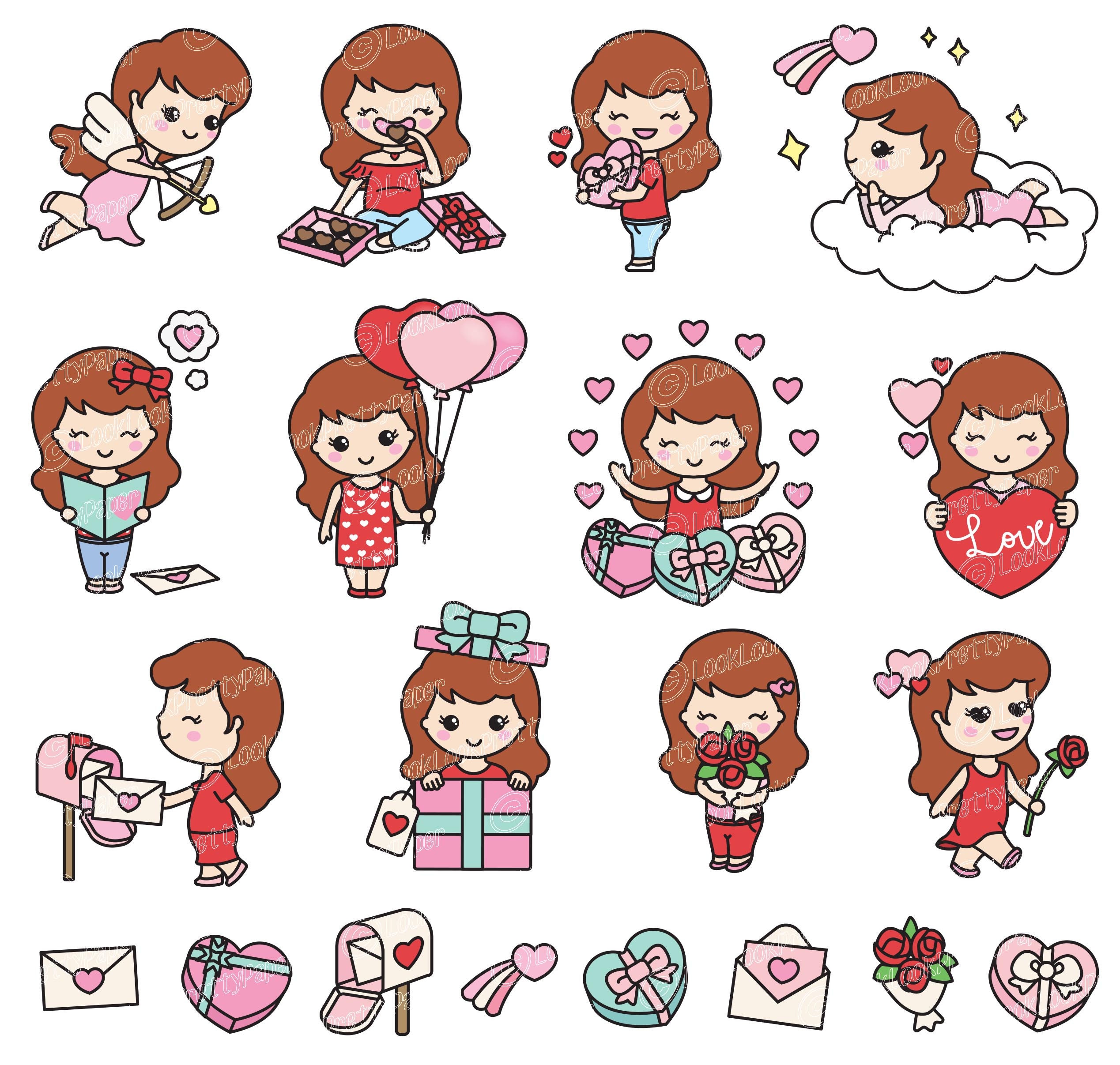 Premium Vector Clipart Kawaii Valentines Day Cute Me | Etsy