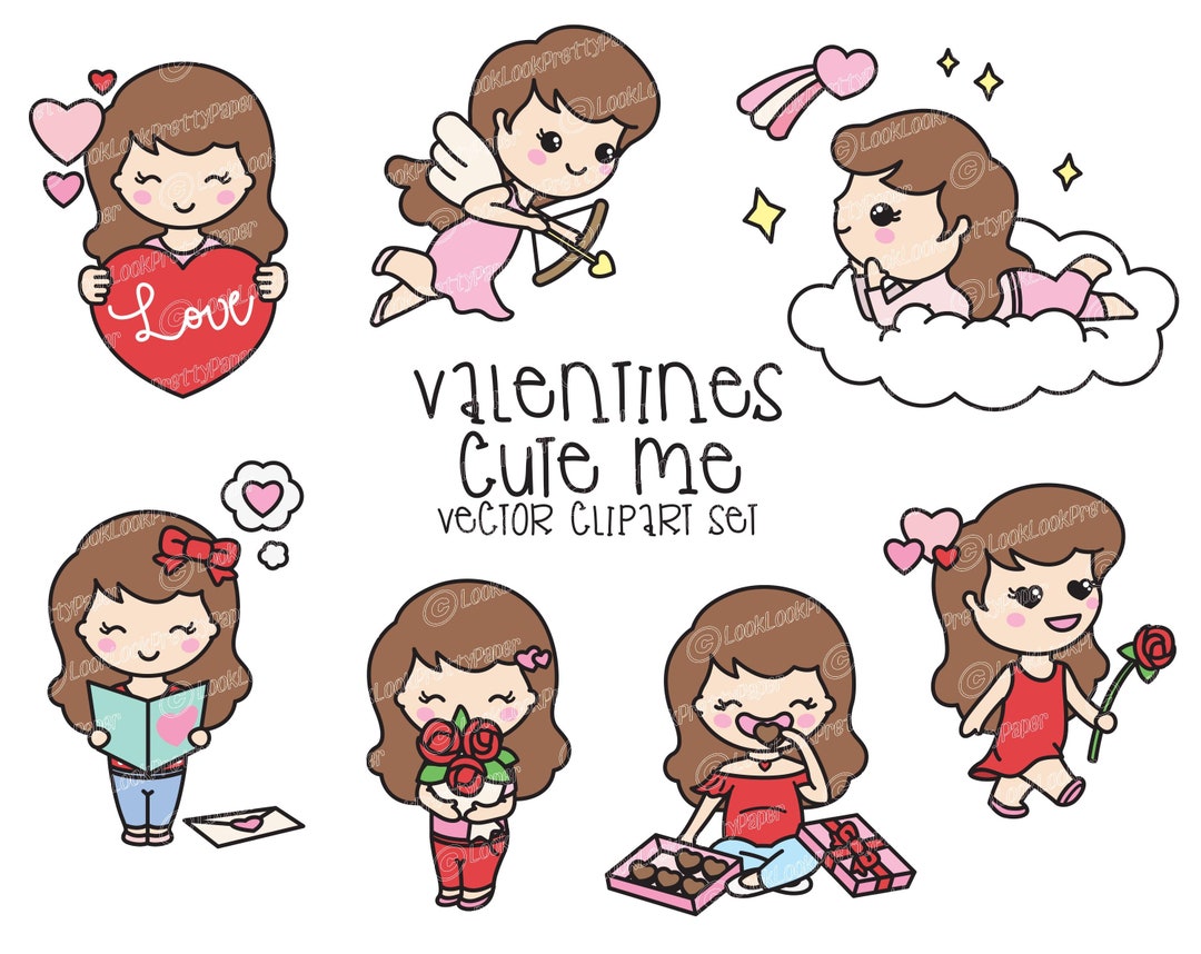 Premium Vector Clipart Kawaii Valentines Day Cute Me Valentines Day ...