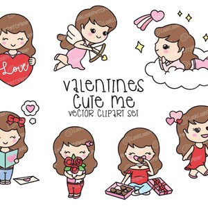 Premium Vector Clipart Kawaii Valentines Day Cute Me Valentines Day ...