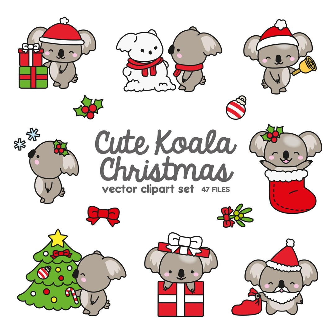 Premium Vector Clipart - Kawaii Christmas Koalas - Cute Christmas Koala ...