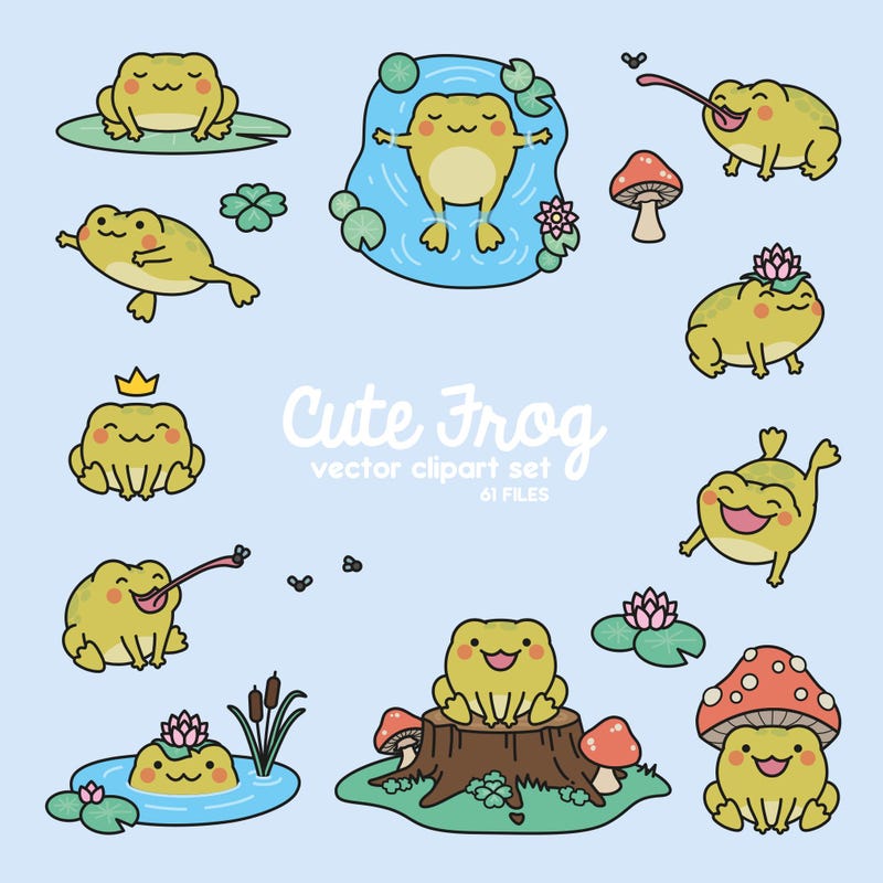 Cute Kawaii Frog Art - Etsy