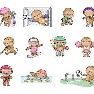 Premium Vector Clipart - Kawaii Sporty Sloth - Cute Sloths Sport ...