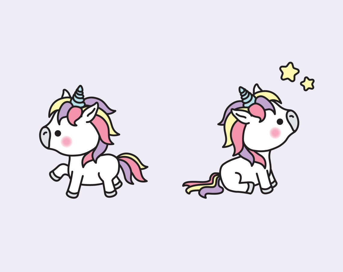 Premium Vector Clipart Kawaii Unicorns Cute Unicorns - Etsy