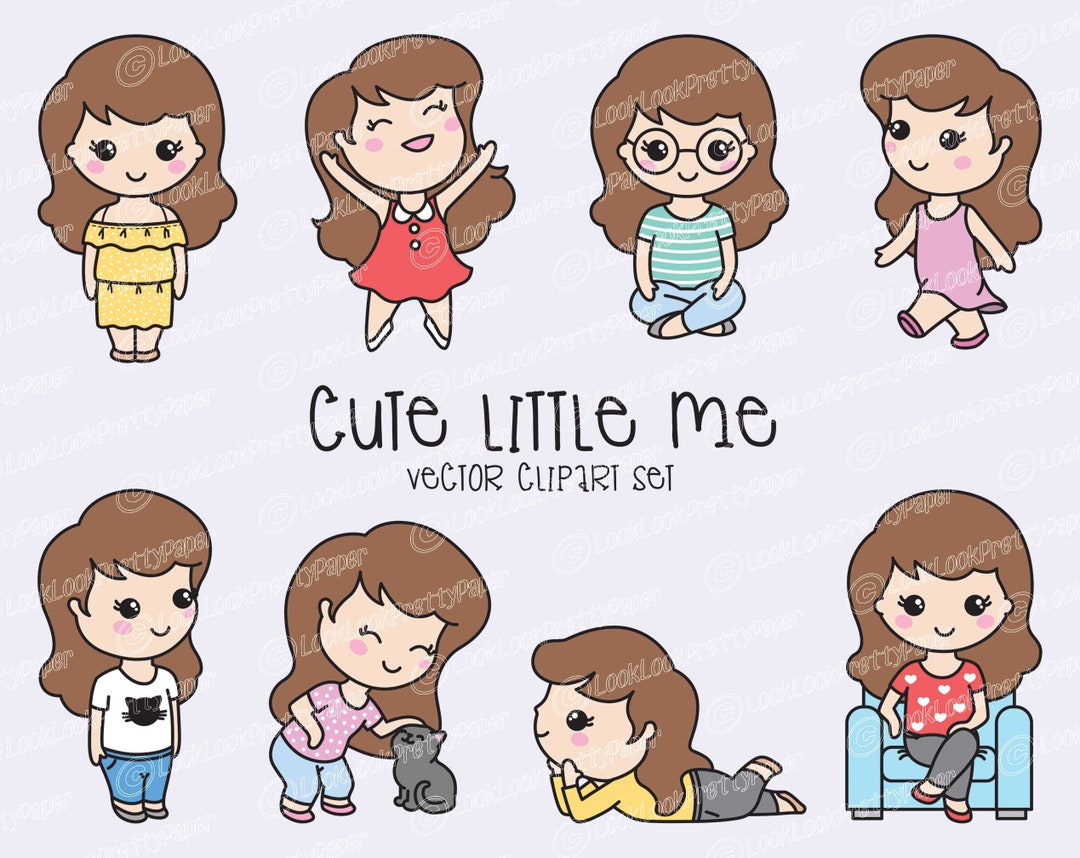 Premium Vector Clipart Cute Me Kawaii Girls Cute Girls Clipart Set High ...