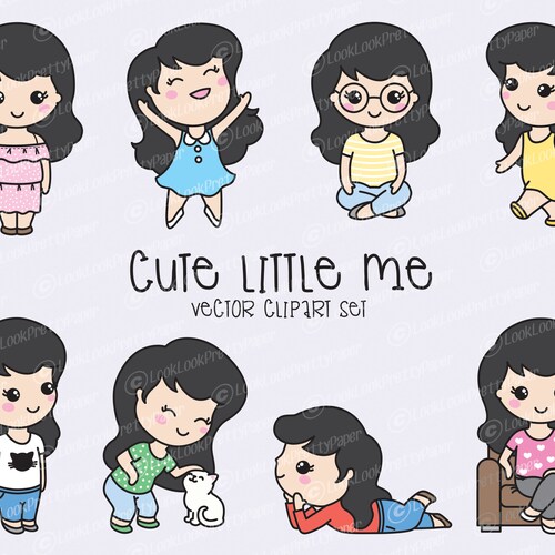 Premium Vector Clipart Cute Me Kawaii Girl Cute Girl | Etsy