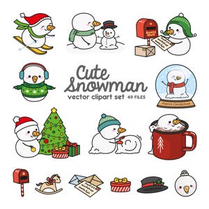 Premium Vector Clipart - Kawaii Snowman - Cute Christmas Snowmen ...