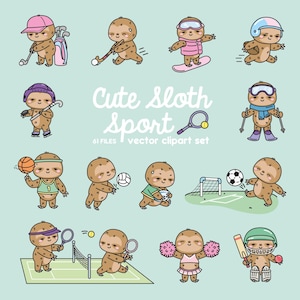 Premium Vector Clipart - Kawaii Sporty Sloth - Cute Sloths Sport ...