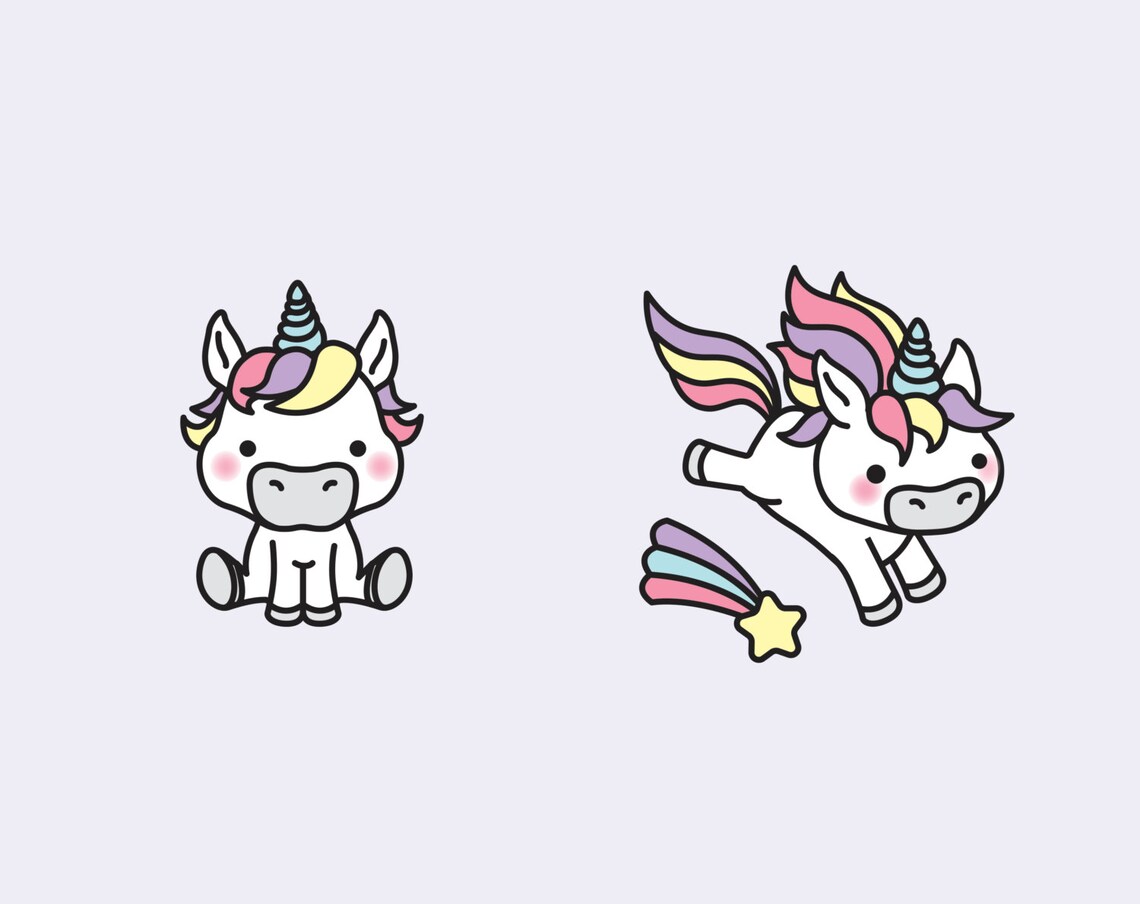 Premium Vector Clipart Kawaii Unicorns Cute Unicorns - Etsy