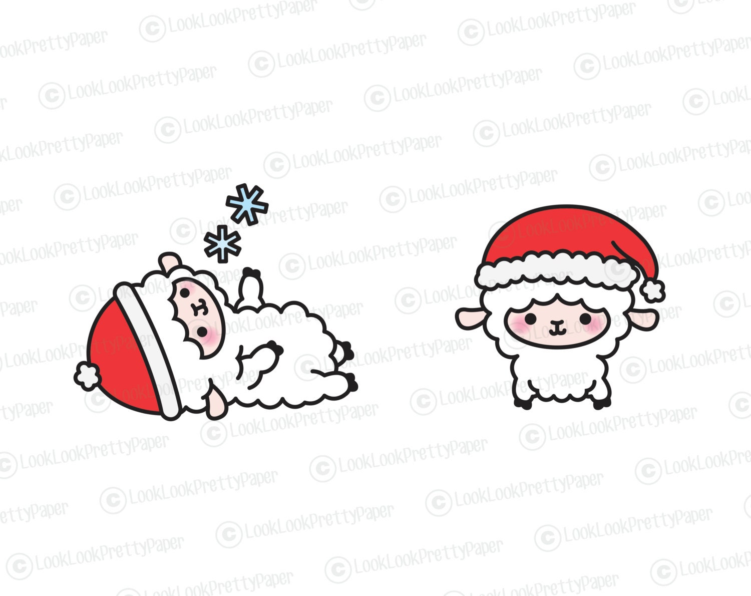 Premium Vector Clipart - Kawaii Christmas Sheep - Cute Christmas Sheep ...