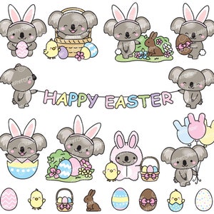Premium Vector Clipart - Kawaii Easter Koalas - Cute Easter Koala Bears ...