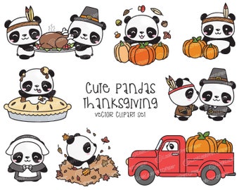 Premium Vector Clipart Kawaii Birthday Pandas Cute | Etsy