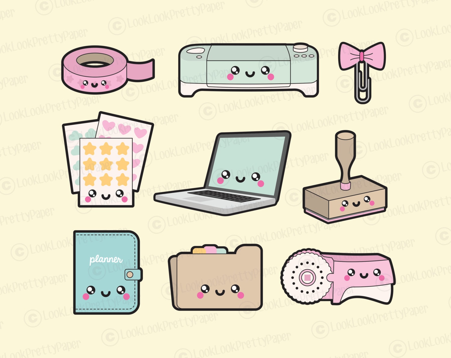 Premium Vector Clipart - Kawaii Planning Clipart - Kawaii Planner Clip ...