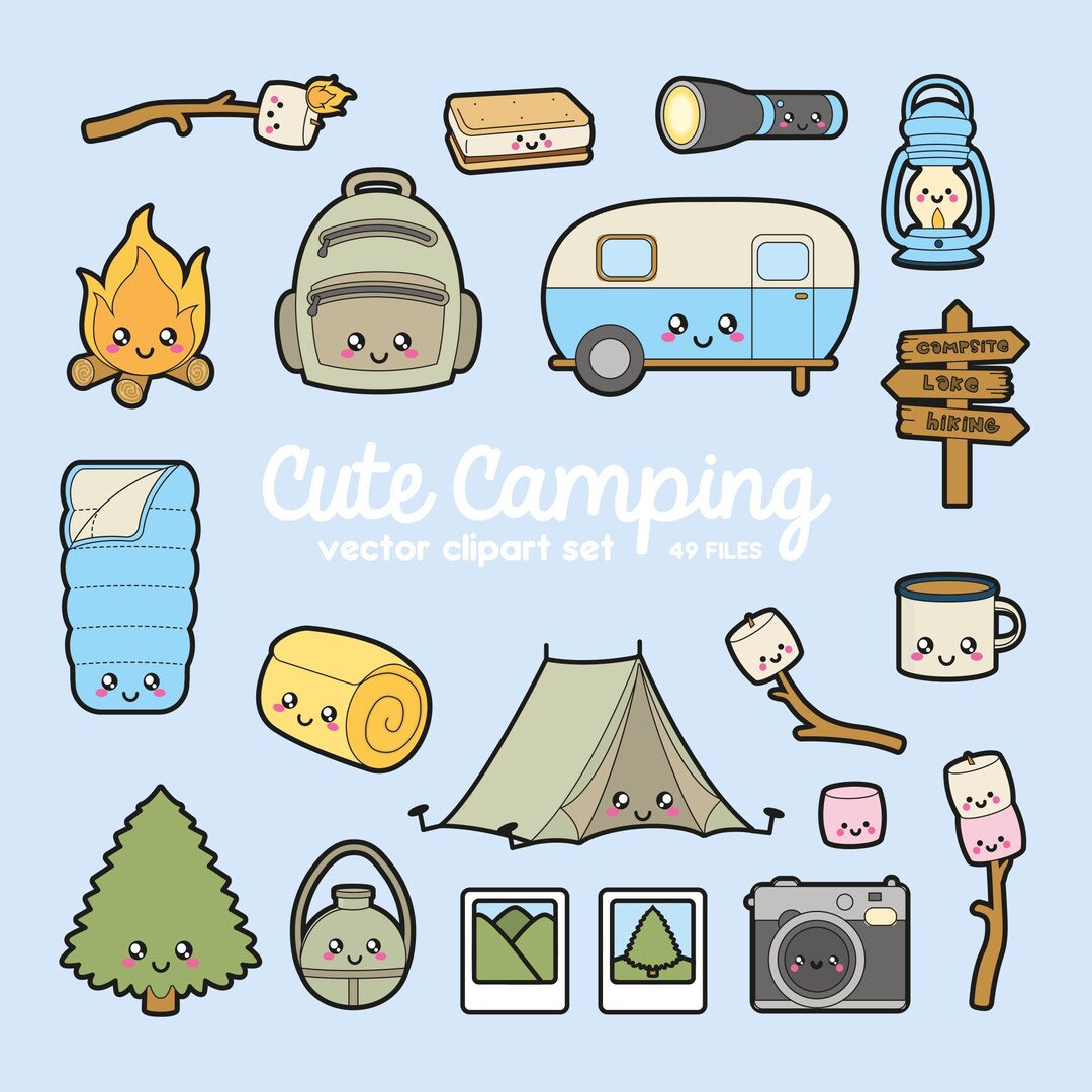 Premium Vector Clipart - Kawaii Camping Clipart - Kawaii Camping Clip ...