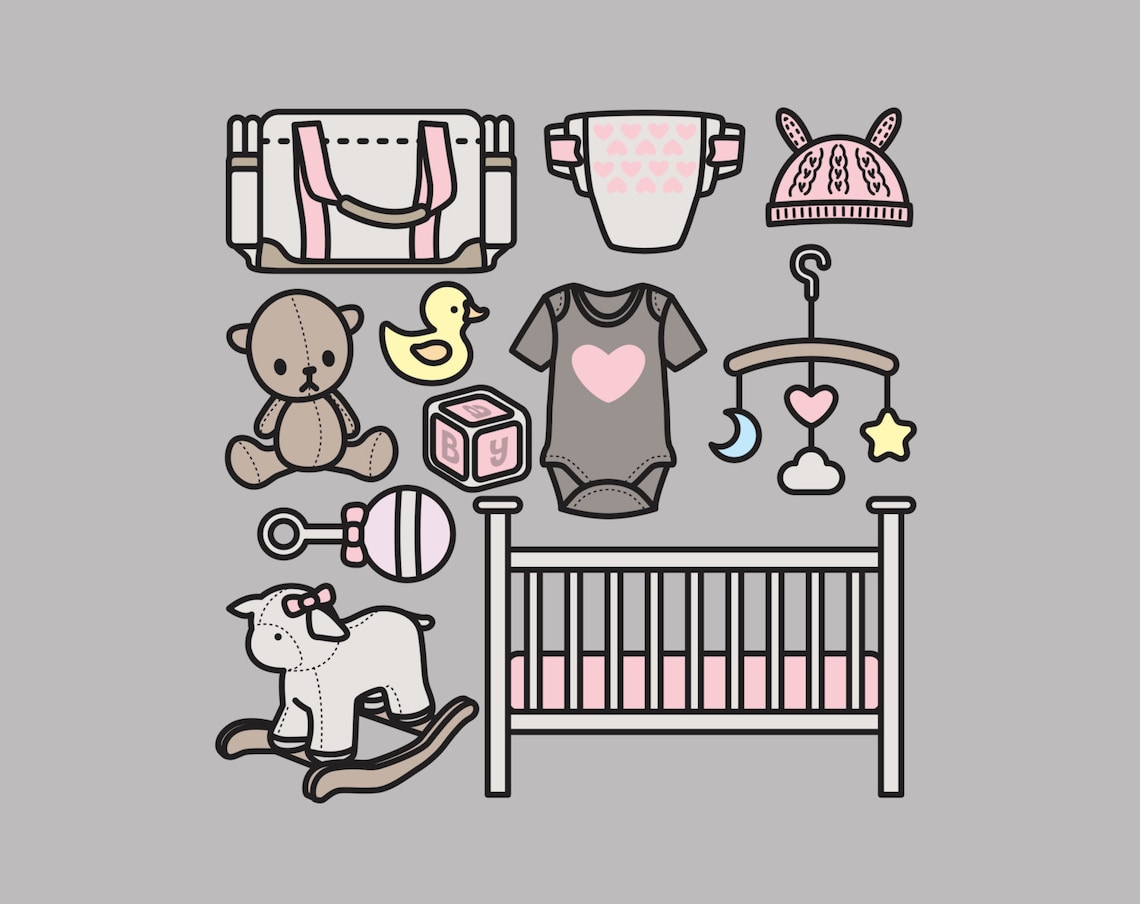Premium Vector Clipart - Kawaii Baby Girl Clipart - Pretty Maternity ...
