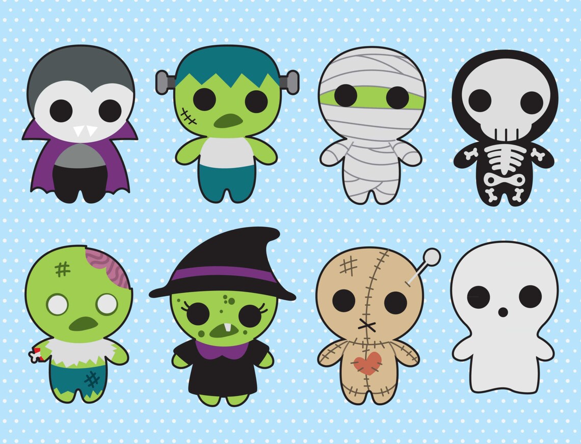 Premium Vector Clipart Kawaii Spooky Halloween Halloween - Etsy México