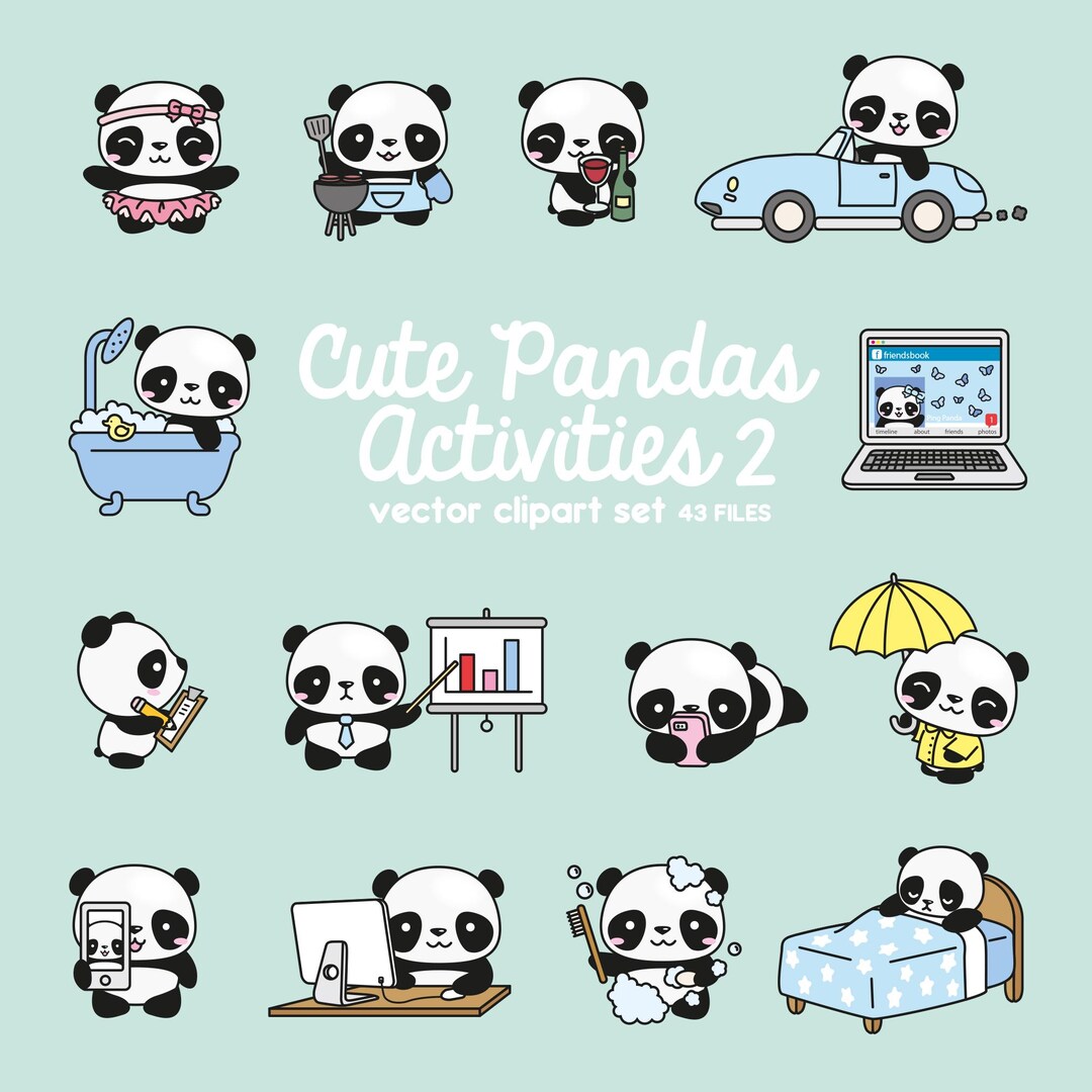 Premium Vector Clipart - Kawaii Panda - Cute Panda Planning Clipart ...