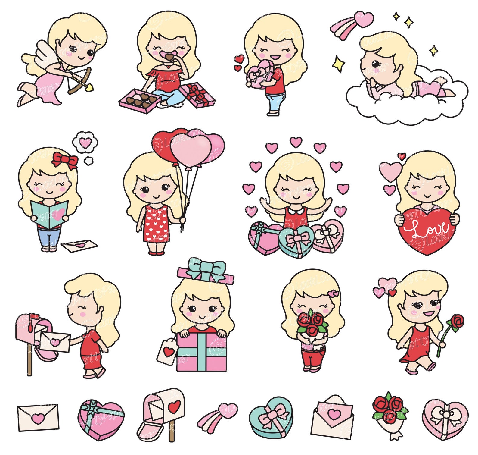 Premium Vector Clipart Kawaii Valentines Day Cute Me | Etsy