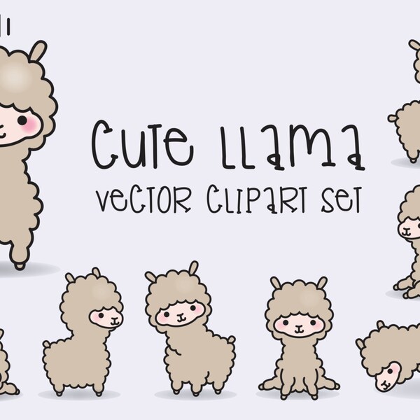 Cute Llama Clipart - Etsy