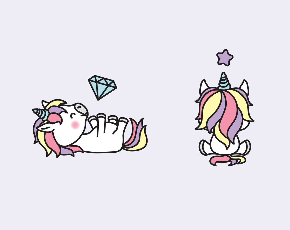 Premium Vector Clipart Kawaii Unicorns Cute Unicorns - Etsy