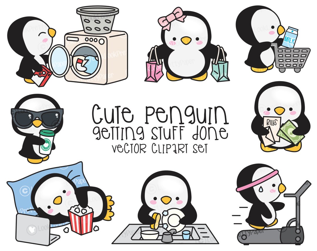 Premium Vector Clipart Kawaii Pearl the Penguin Cute Penguin Planning ...