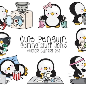 Premium Vector Clipart Kawaii Pearl the Penguin Cute Penguin Planning ...