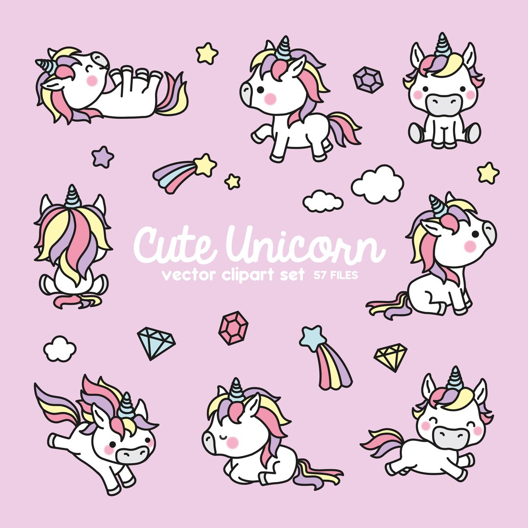 Premium Vector Clipart - Kawaii Unicorns - Cute Unicorns Clipart Set ...