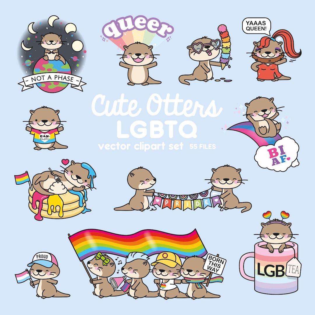 Premium Vector Clipart - Kawaii LGBTQ Pride Otter - Cute Otter Queer ...